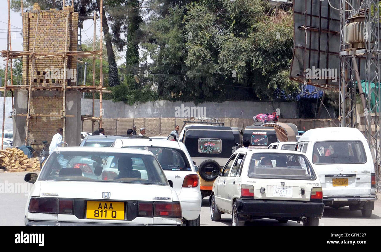 A large numbers of vehicles stuck in traffic jam due to construction of ...