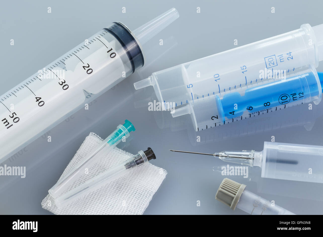 Syringes for medical, health care or pharmacy themes. Medical ...