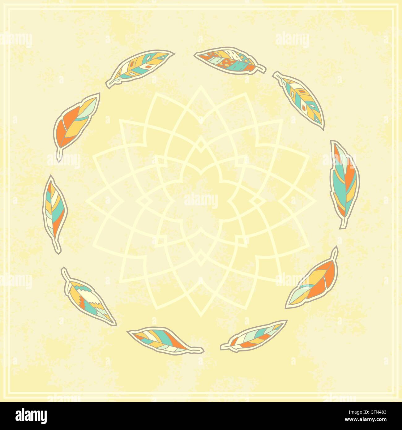 Background with tribal feather circle Stock Vector Image & Art - Alamy