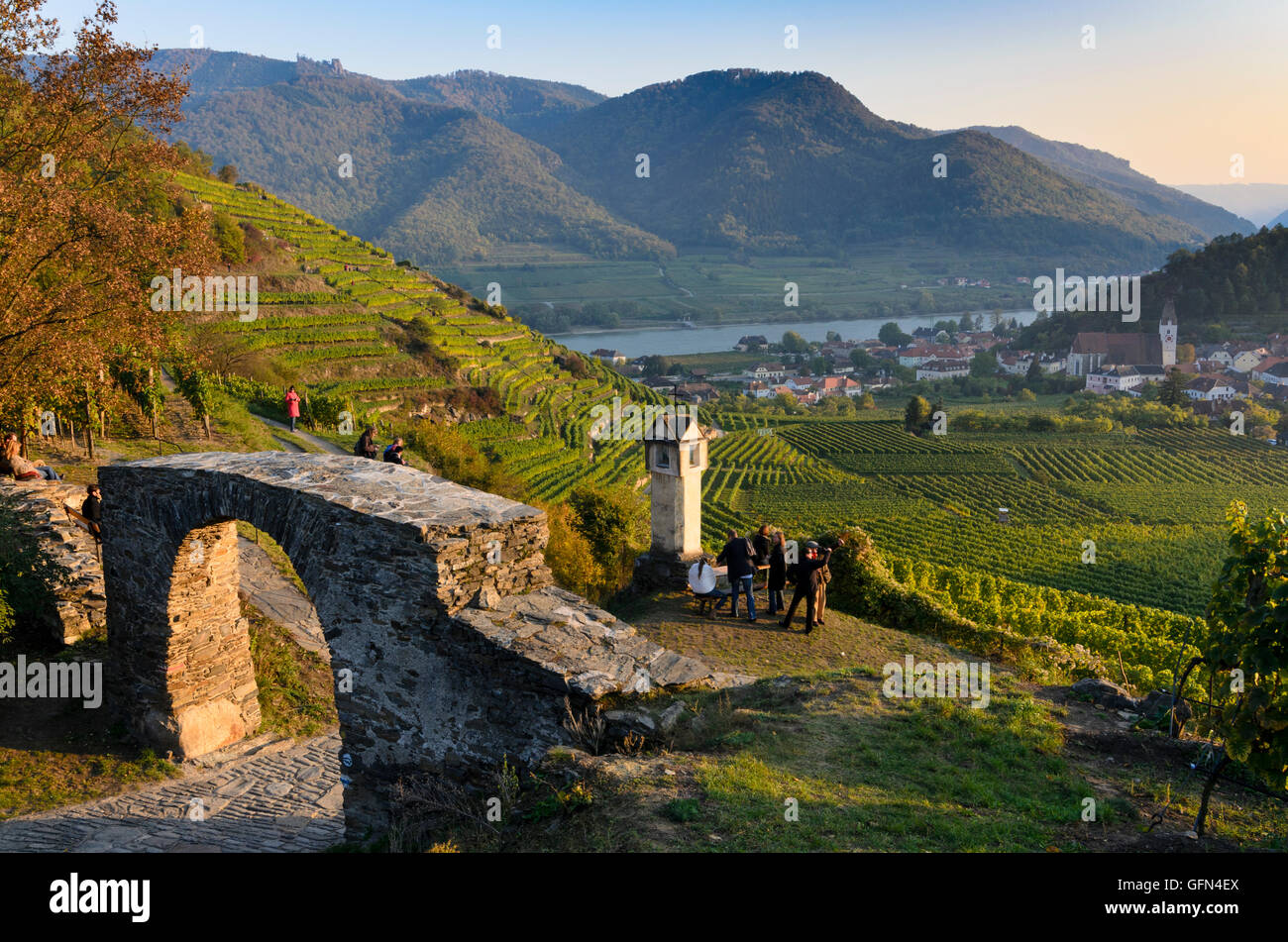 Spitz an der Donau: Red Gate and shrine overlooking vineyards to Spitz ...