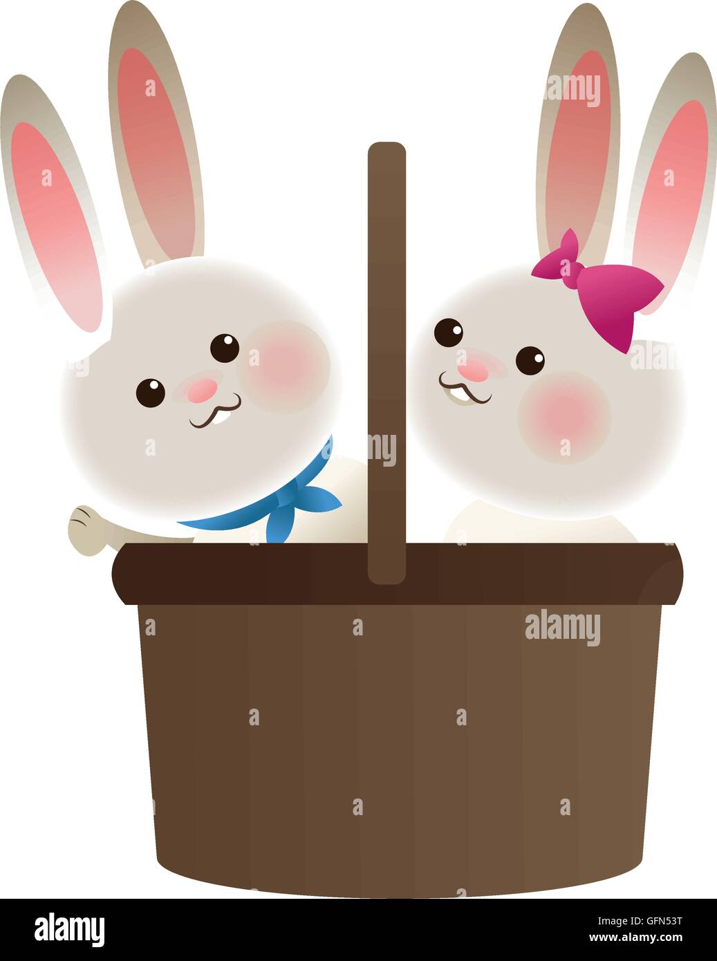 basket with rabbits cartoon icon Stock Vector Image & Art - Alamy