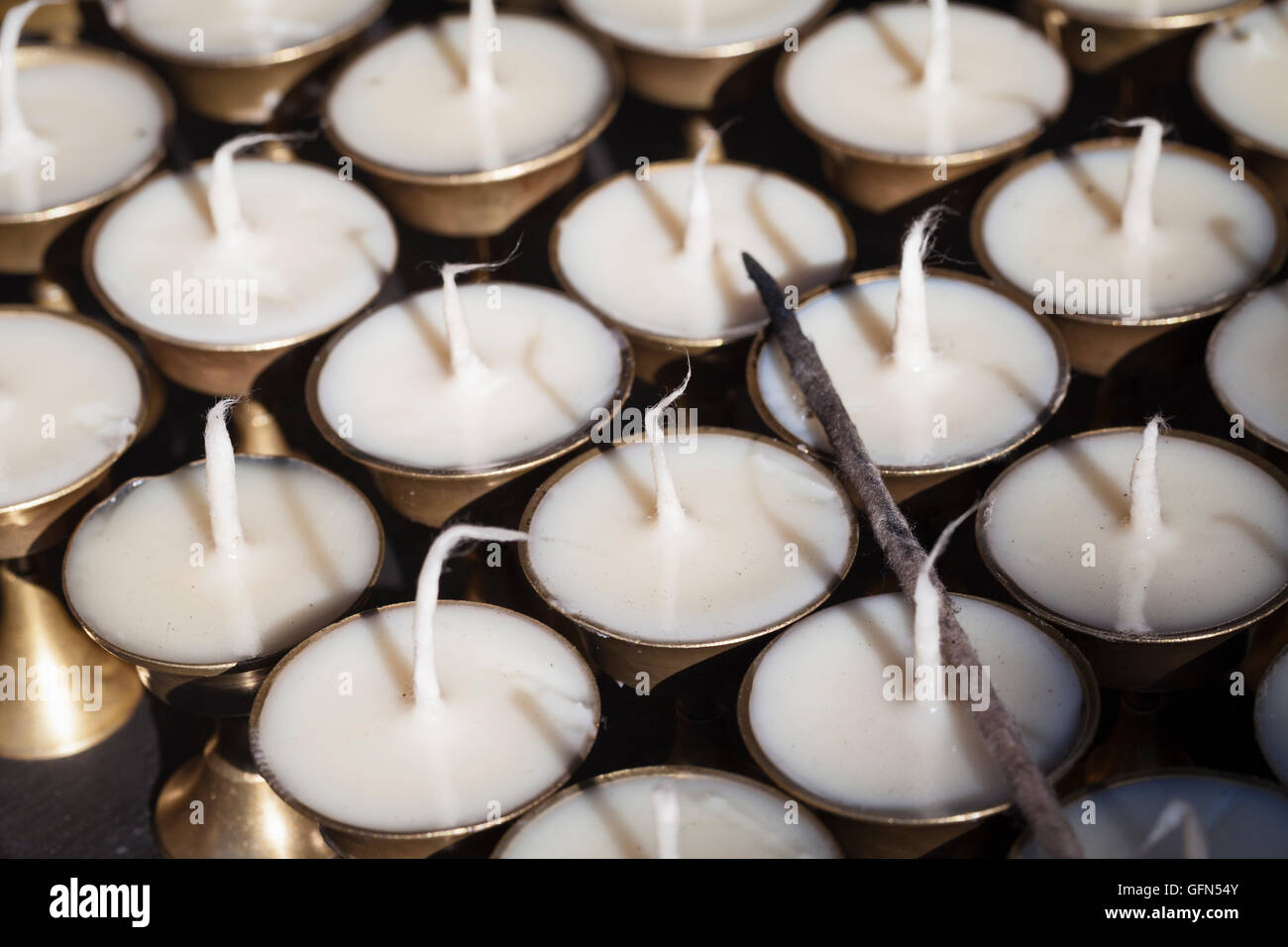 Stupa candles, Nepal Stock Photo - Alamy