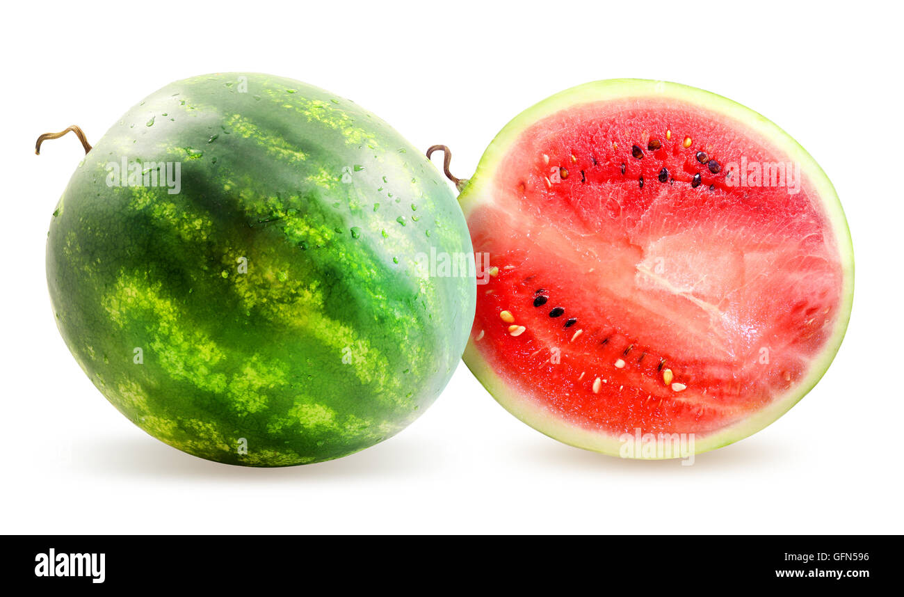 Photo watermelon and slice isolated on white background Stock Photo - Alamy