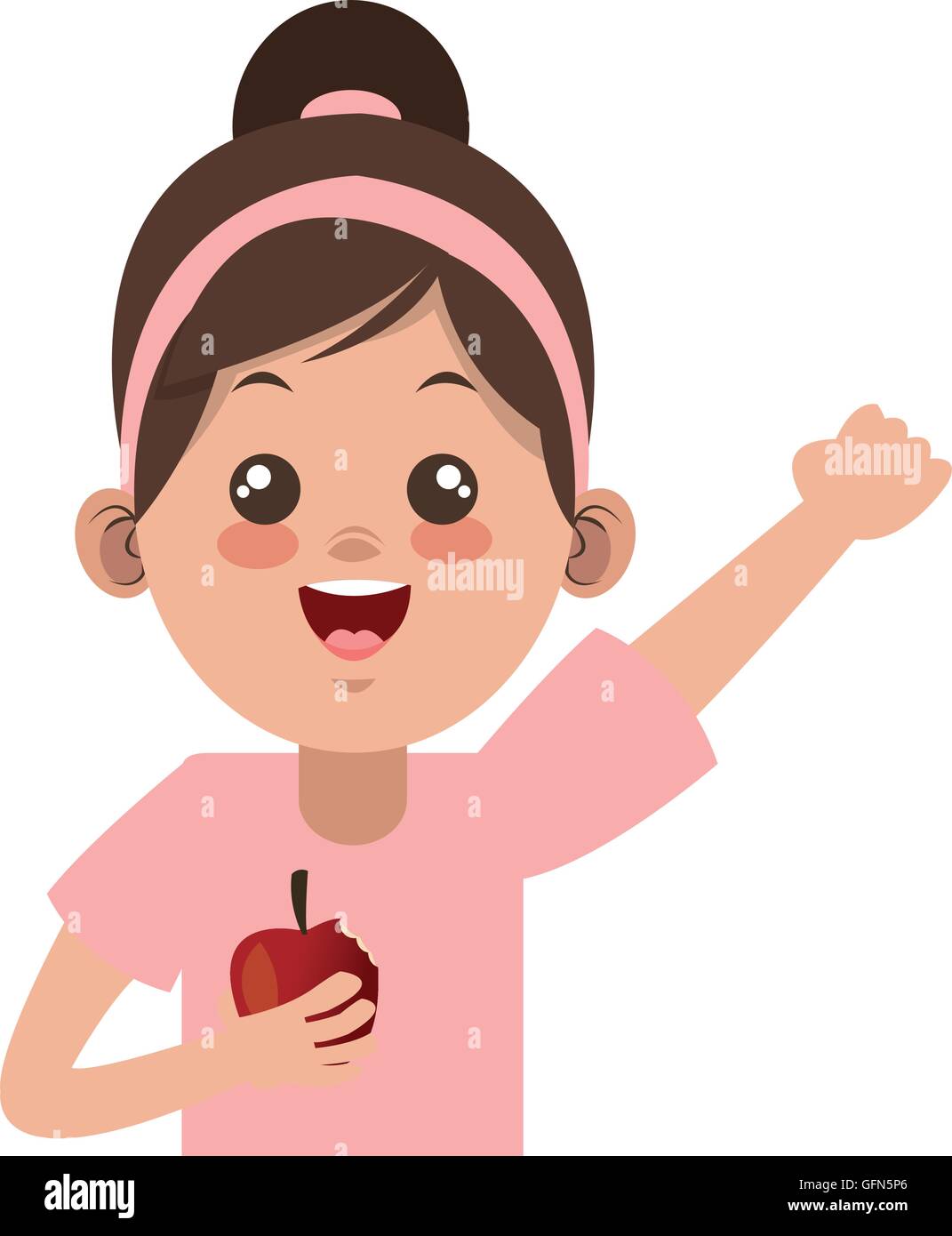 happy little girl holding apple icon Stock Vector Image & Art - Alamy