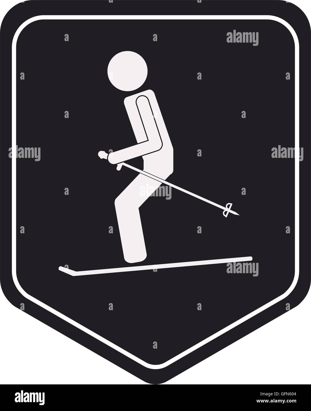 skiing pictogram icon shield emblem Stock Vector Image & Art - Alamy