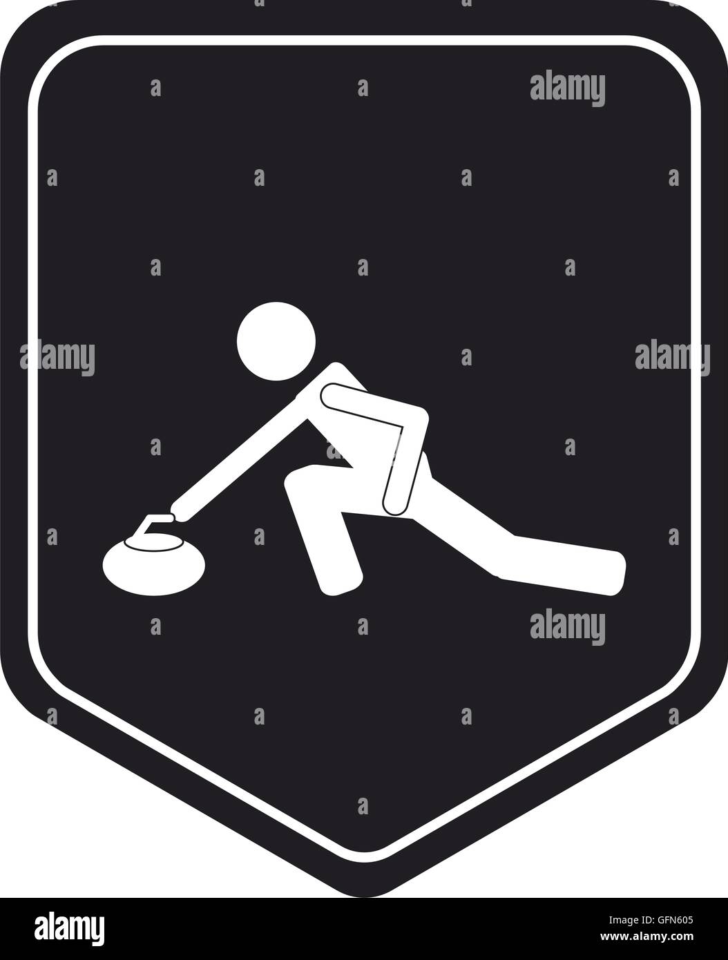 curling pictogram icon shield emblem Stock Vector Image & Art - Alamy
