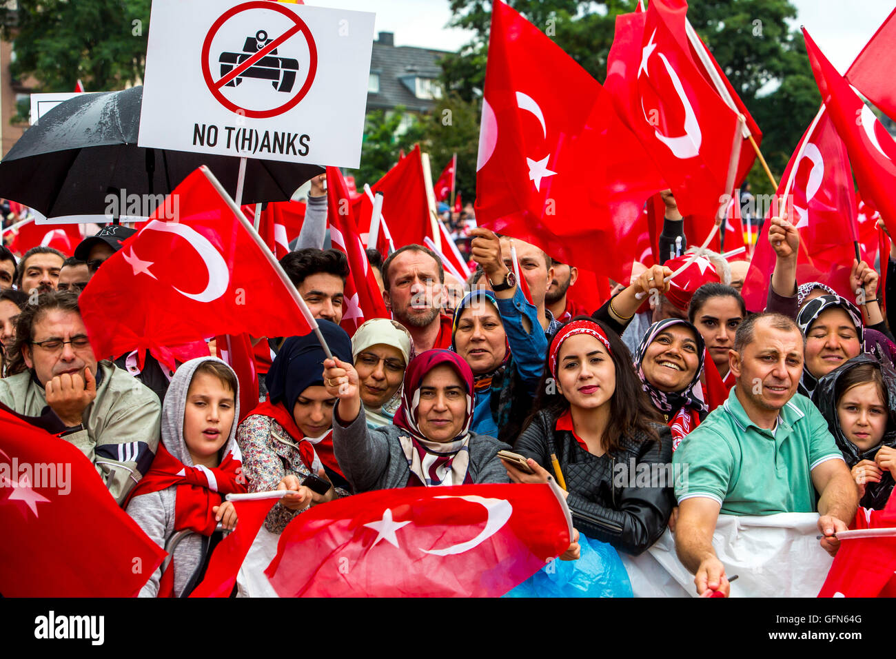 Demonstration, rally by Turks in Cologne, against the attempted coup in ...