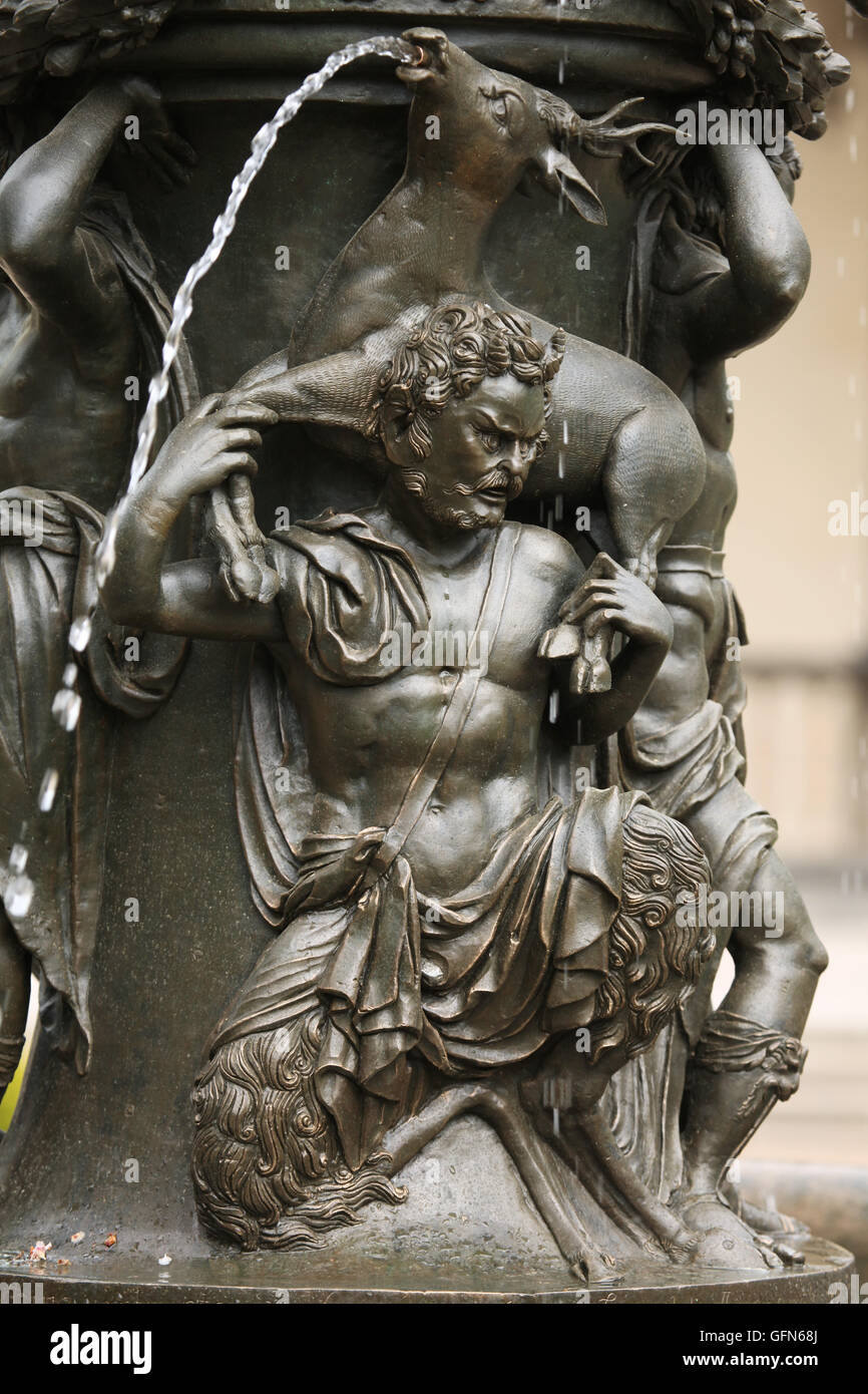 Satyr holding a fallow deer (1568). Detail of the Singing Fountain in ...