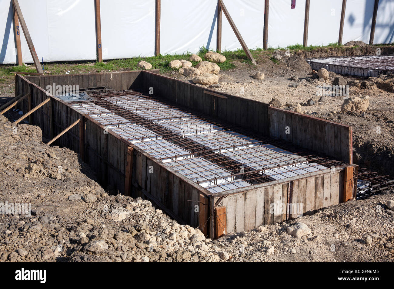 Formwork to build a foundation for a building Stock Photo - Alamy