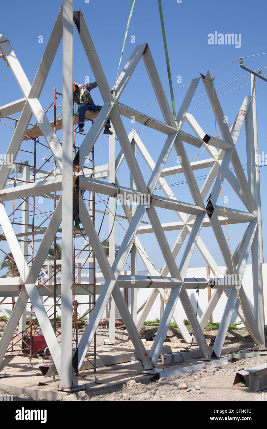 Construction of metal structures at a construction field Stock Photo ...
