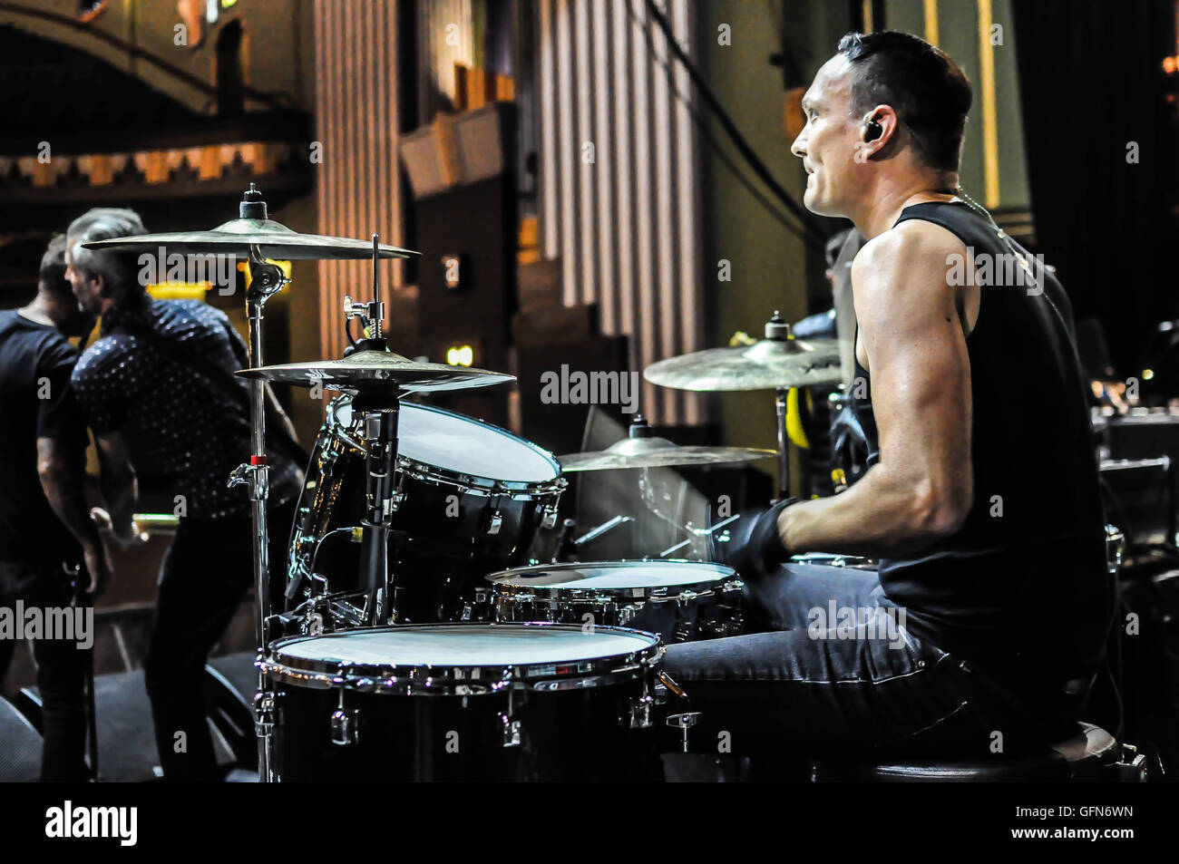 Jamie Miller from Bad Religion at soundcheck before the Summer ...