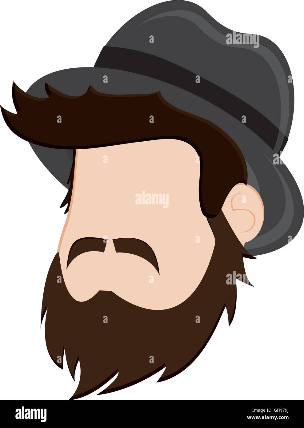 faceless man head with facial hair and hat icon Stock Vector Image ...