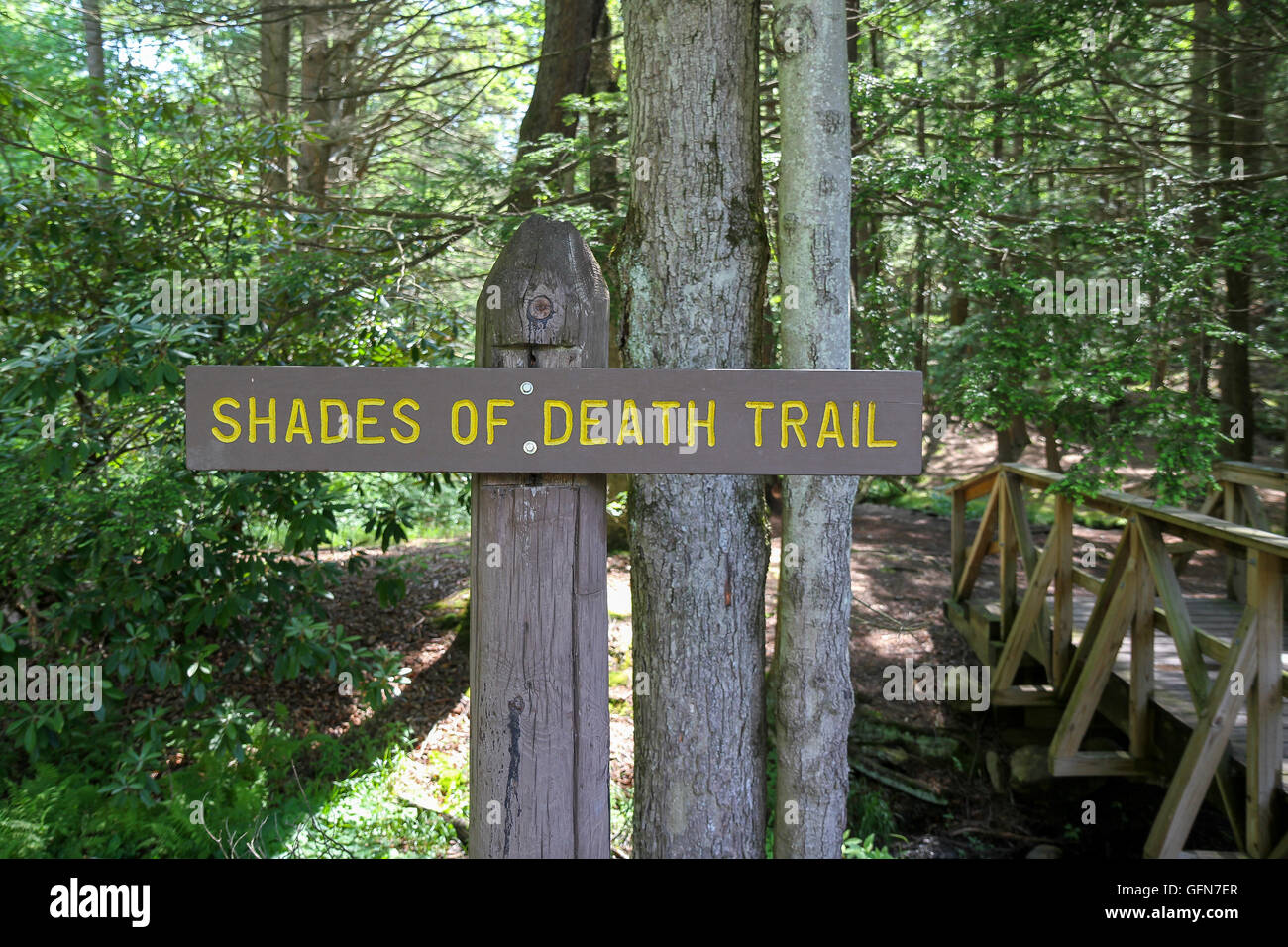 Sign for the Shades of Death Trail, Hickory Run State Park ...