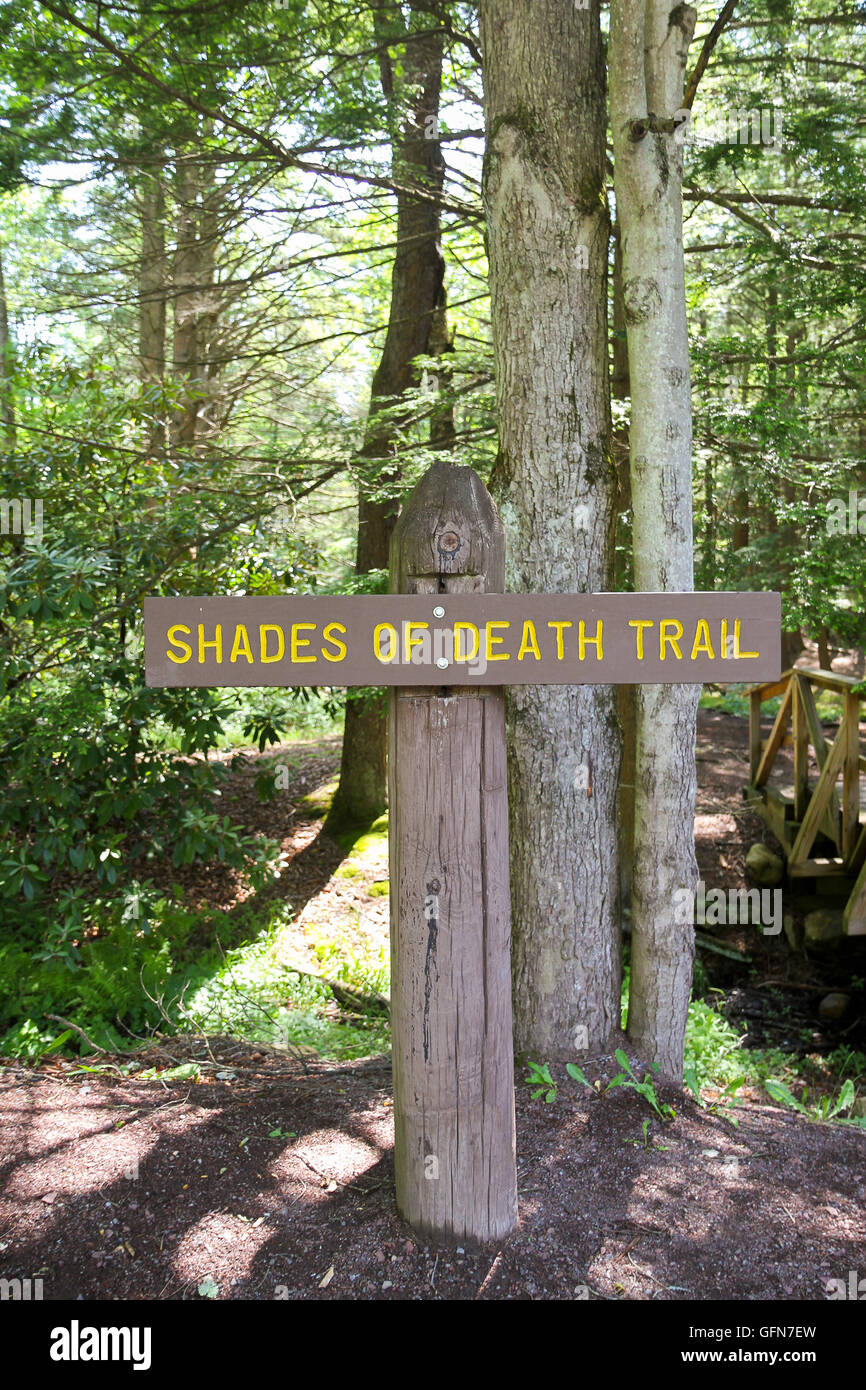 Sign for the Shades of Death Trail, Hickory Run State Park ...