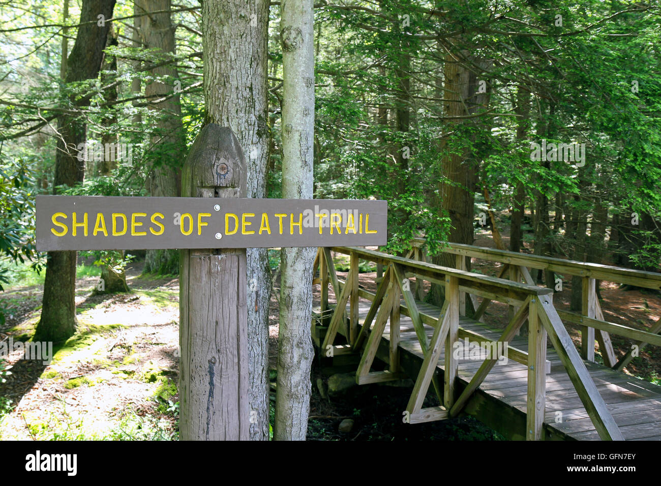 Sign for the Shades of Death Trail, Hickory Run State Park ...