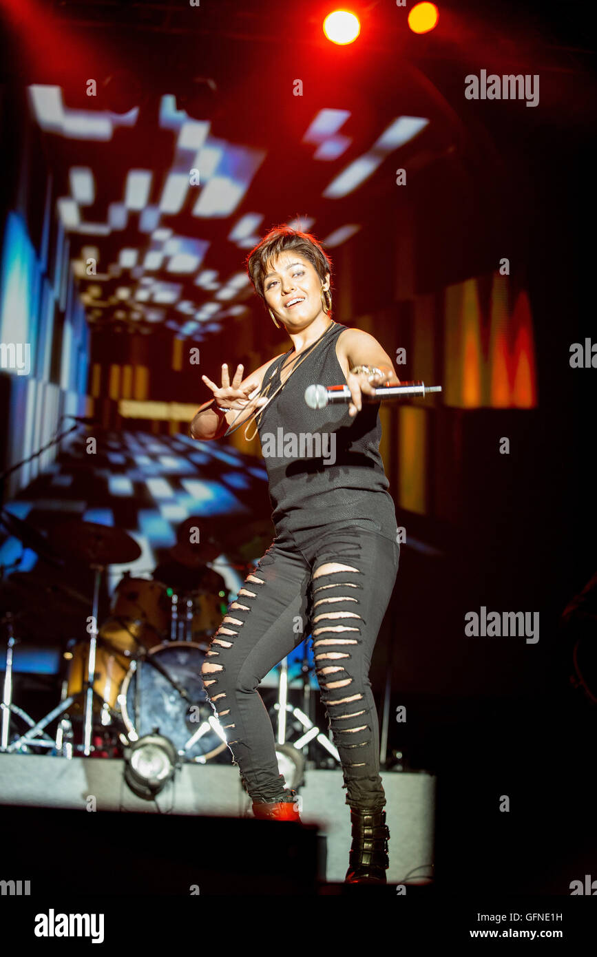 Indian singer and actress Sunidhi Chauhan performs live at the HKCEC ...
