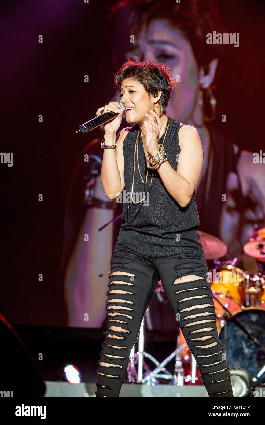 Indian singer and actress Sunidhi Chauhan performs live at the HKCEC ...