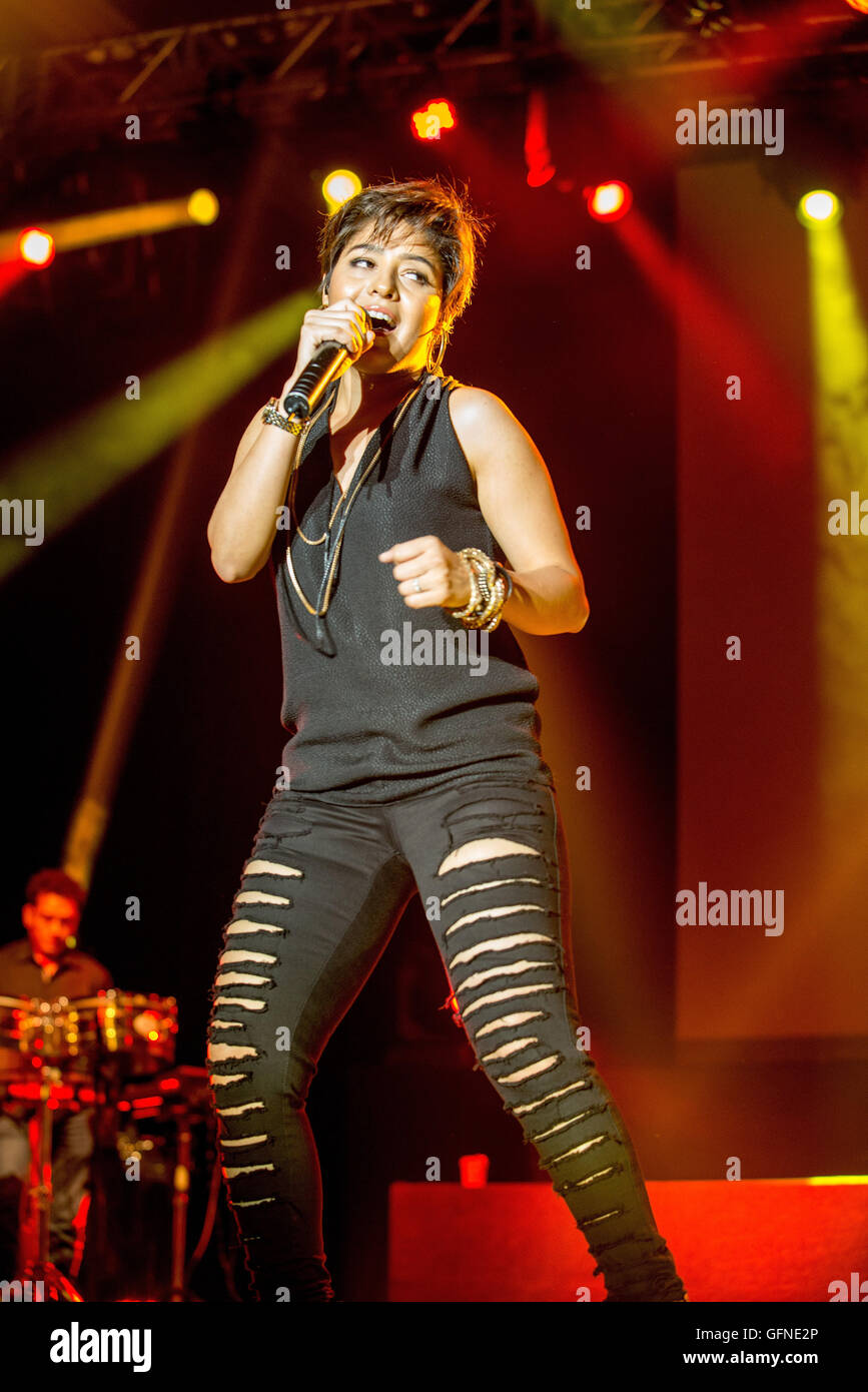 Indian singer and actress Sunidhi Chauhan performs live at the HKCEC ...