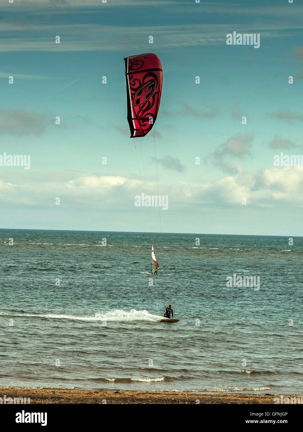 Kite surfing along the beautiful Jurassic seaside coast around the ...