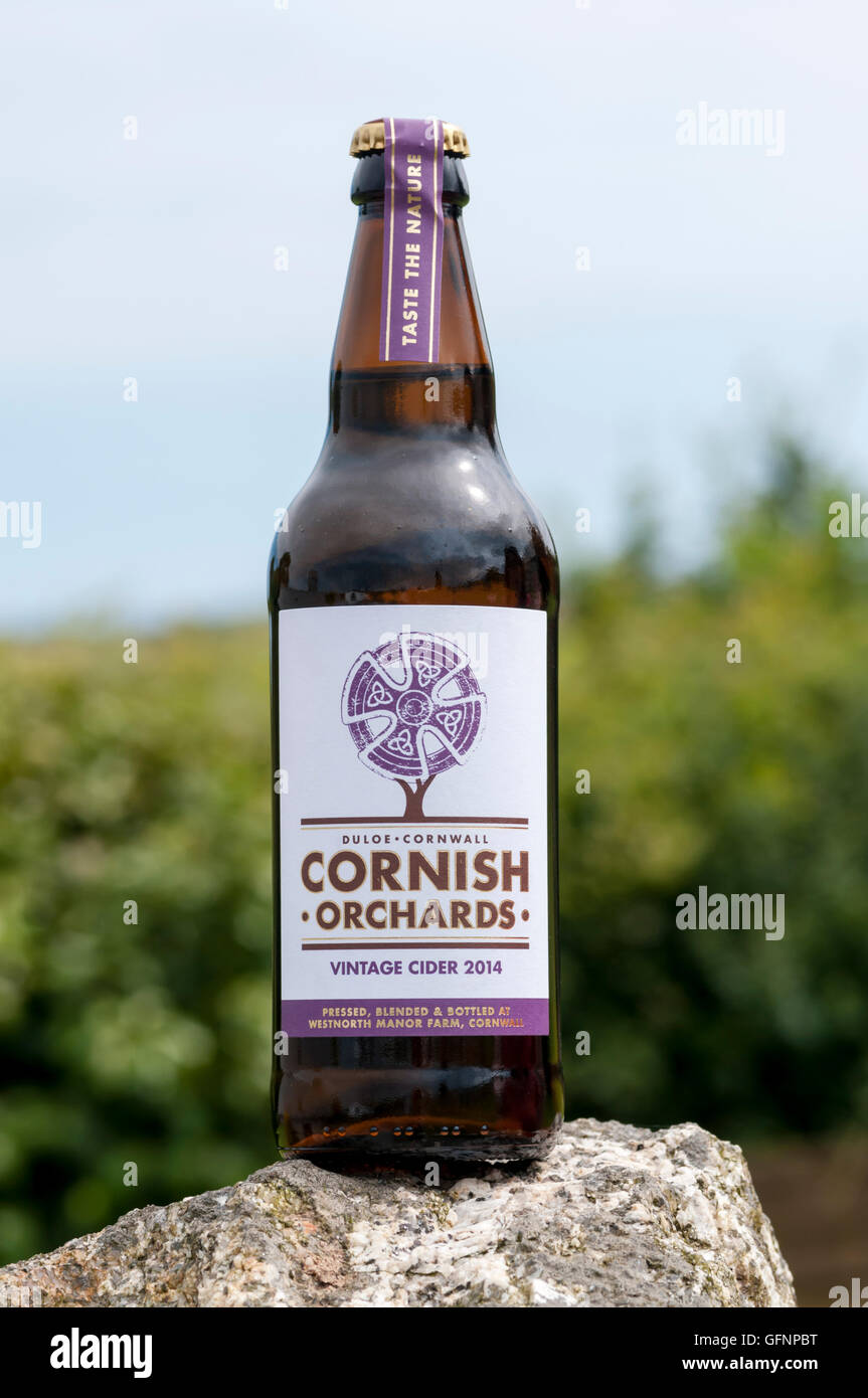 A bottle of Cornish Orchards Vintage Cider 2014 in the Cornish ...