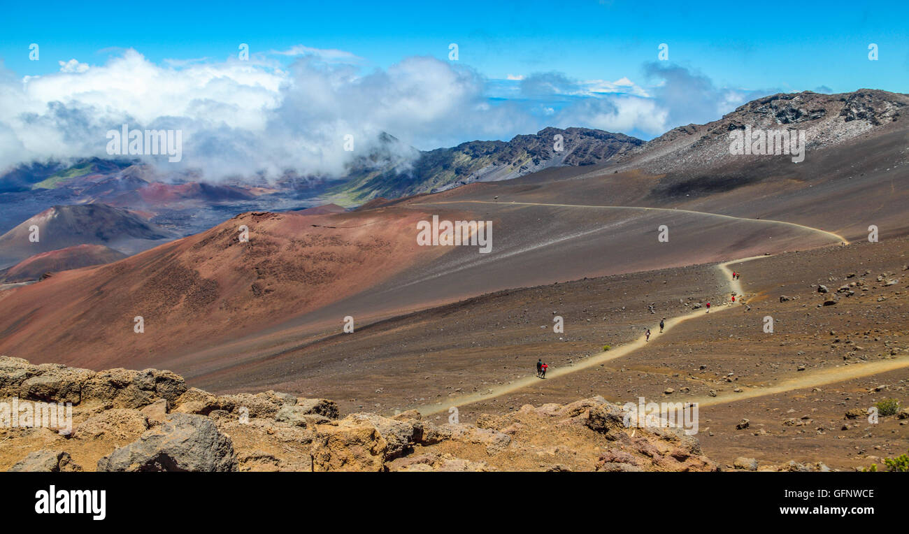 Hikers on the Sliding Sands at Haleakala National Park Stock Photo - Alamy