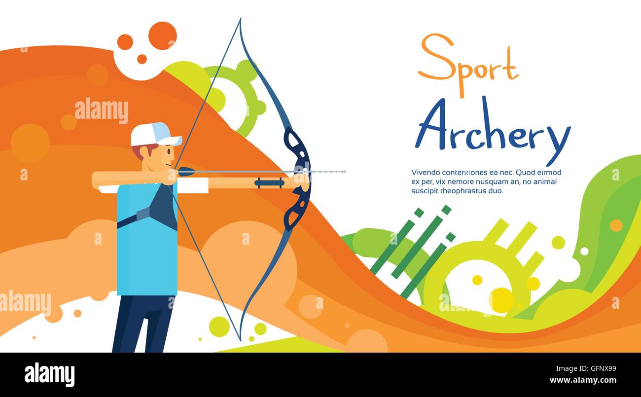 Archer Athlete Sport Competition Colorful Banner Stock Vector Image ...