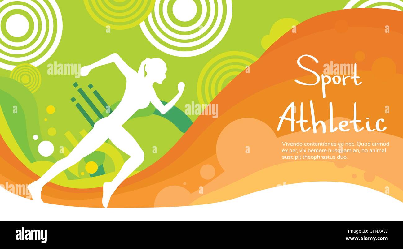 Runner Athlete Sprint Sport Competition Colorful Banner Stock Vector ...