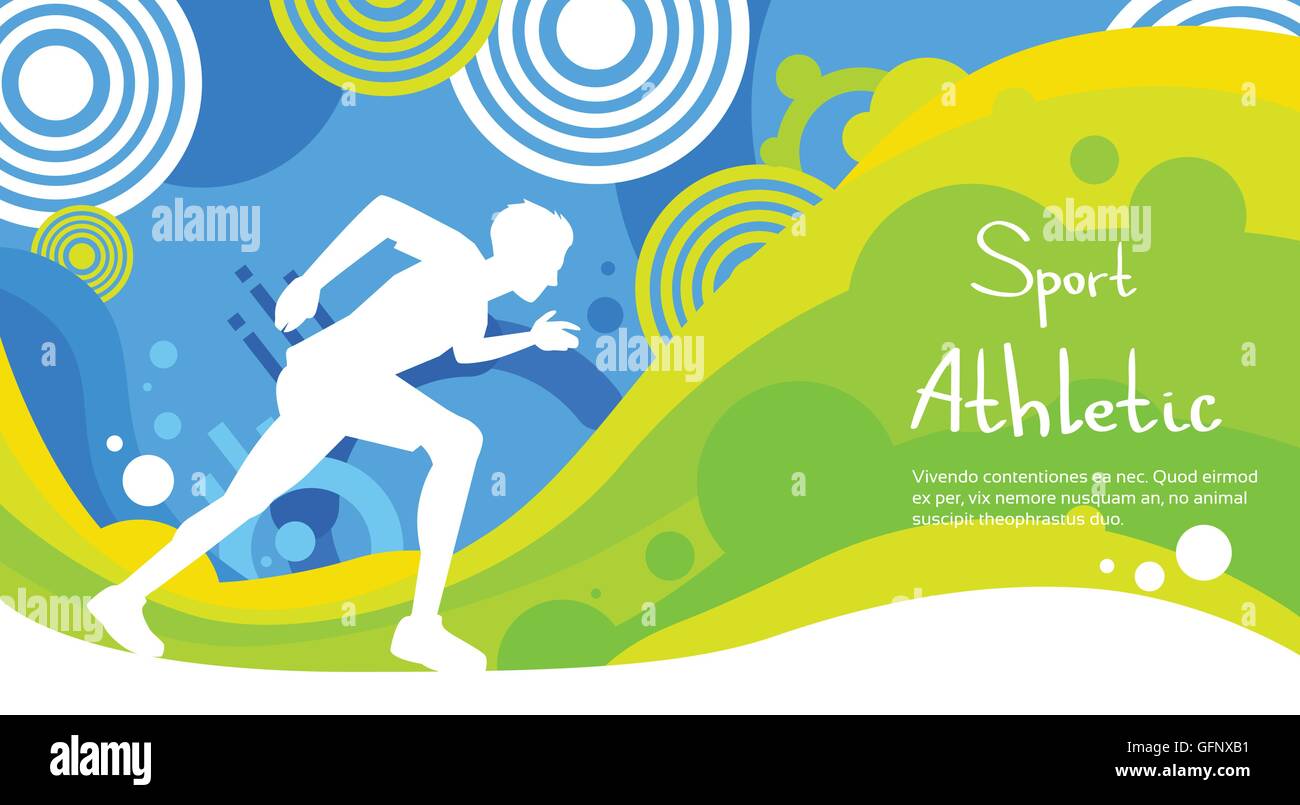 Runner Athlete Sprint Sport Competition Colorful Banner Stock Vector ...