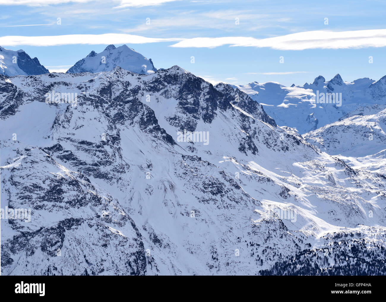Snowy mountains in Switzerland, St.Moritz - Swiss Alps Stock Photo - Alamy
