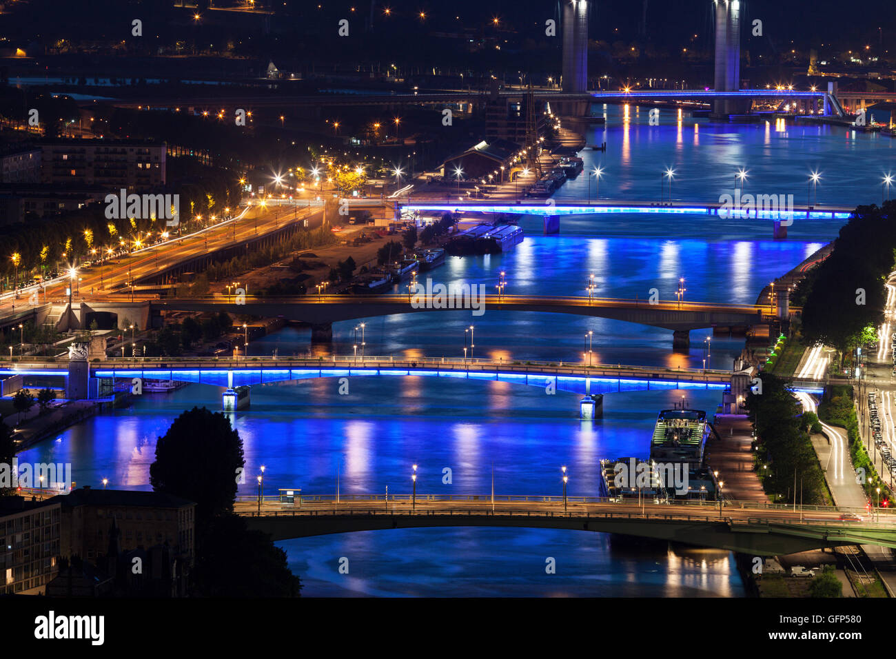 Bridges on Seine River in Rouen. Rouen, Normandy, France Stock Photo ...
