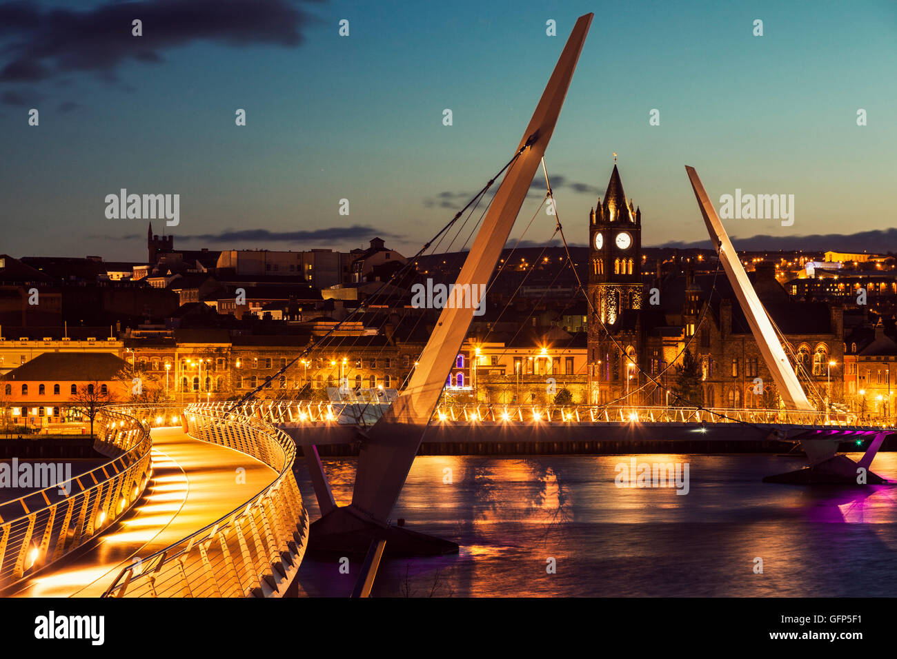 Peace Bridge in Derry. Derry, Northern Ireland, United Kingdom Stock ...
