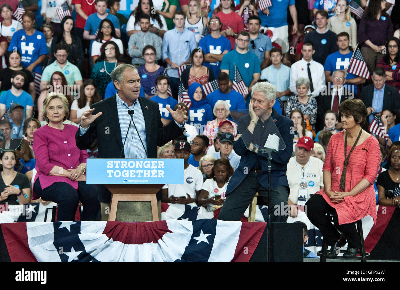 Philadelphia, PA, USA. 29th July, 2016. Hillary Clinton and Tim Kaine ...