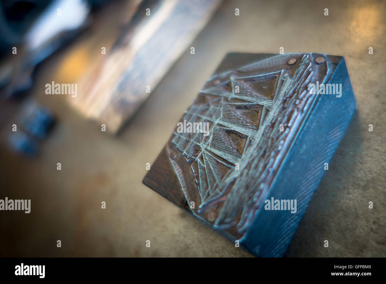 Metal types for typesetting in the print shop at the Mystic Seaport ...