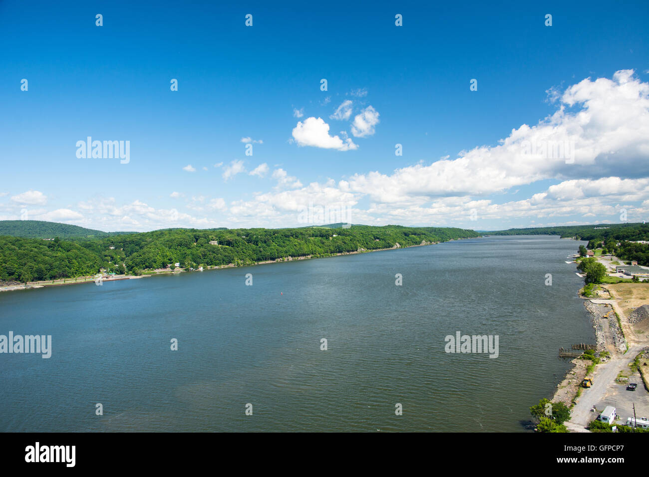 A view of the Hudson River in Poughkeepsie, New York, as seen from the ...