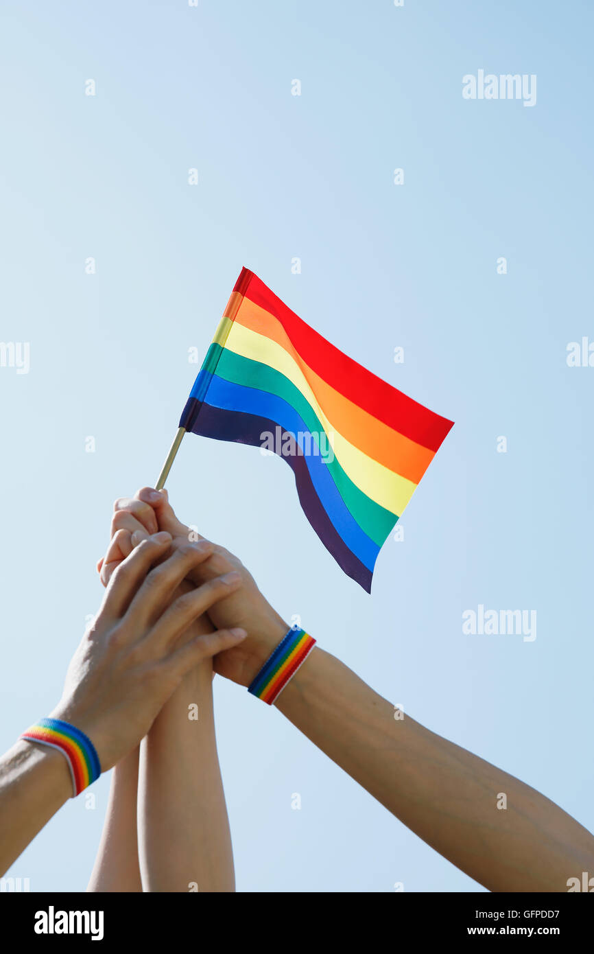 People with rainbow flags Stock Photo - Alamy