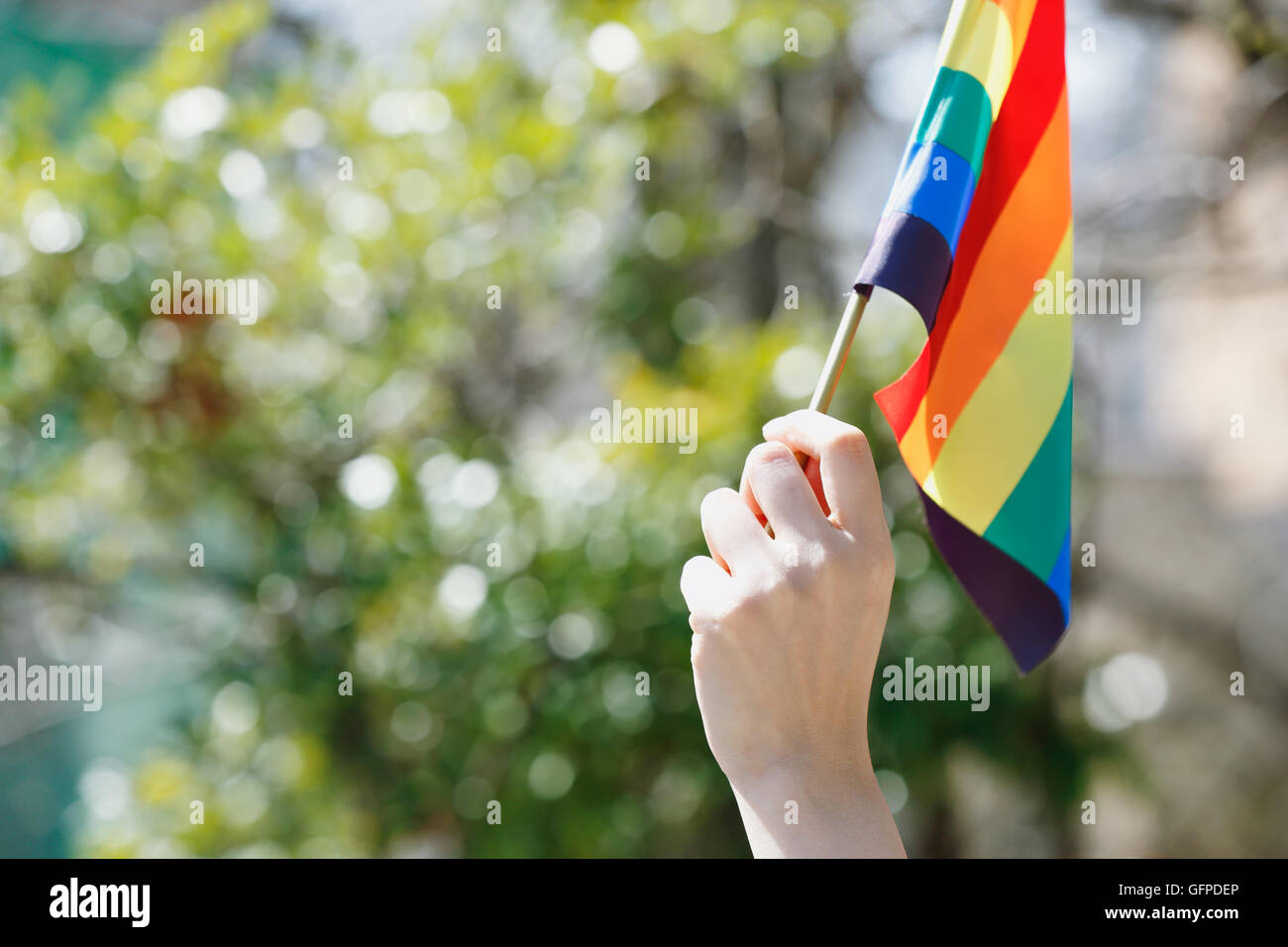 People with rainbow flags Stock Photo - Alamy