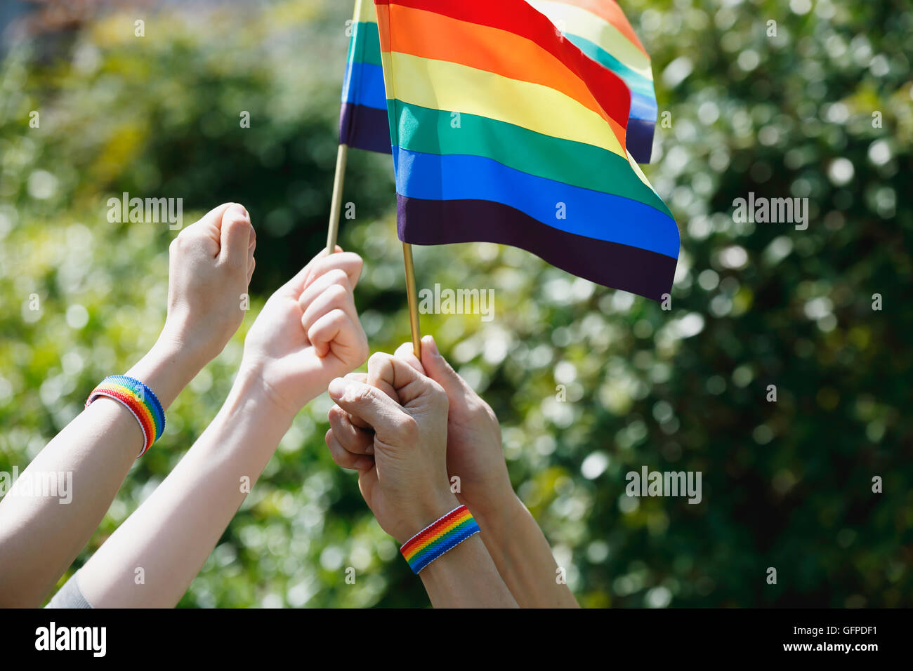 People with rainbow flags Stock Photo - Alamy