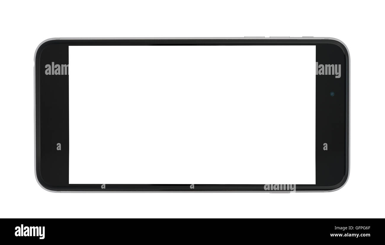Smartphone is horizontal on white background isolated Stock Photo - Alamy
