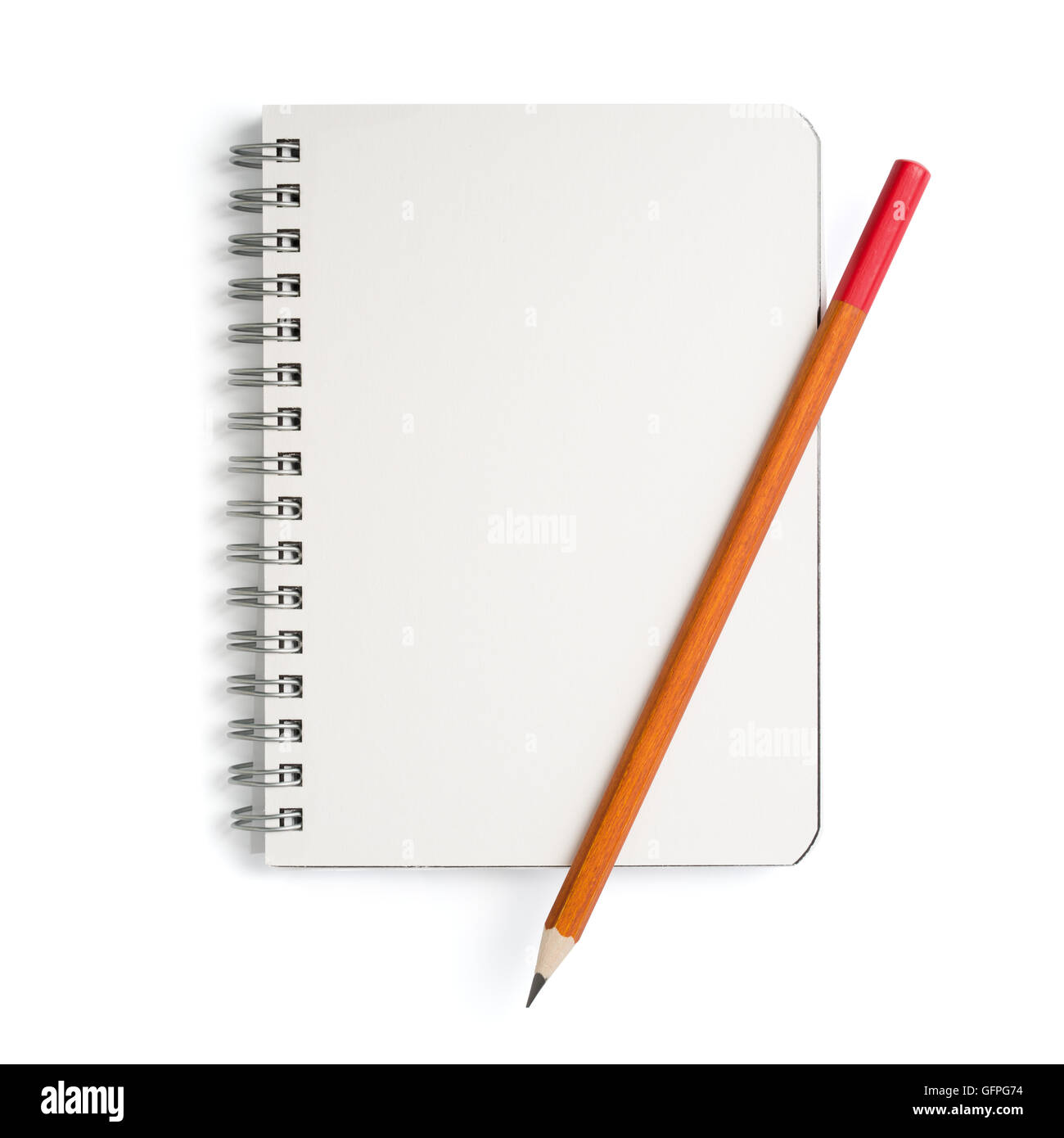 Notebook and pencil on white background, isolated Stock Photo - Alamy