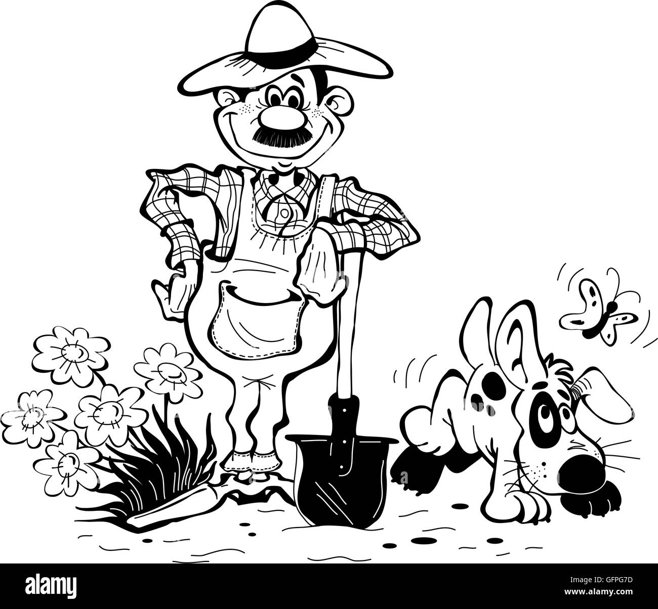 People work in garden Black and White Stock Photos & Images - Alamy