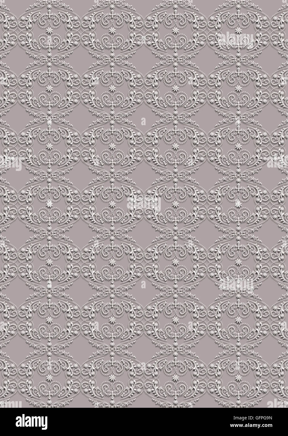 Beige background with white seamless vintage oval ornament Stock Photo ...