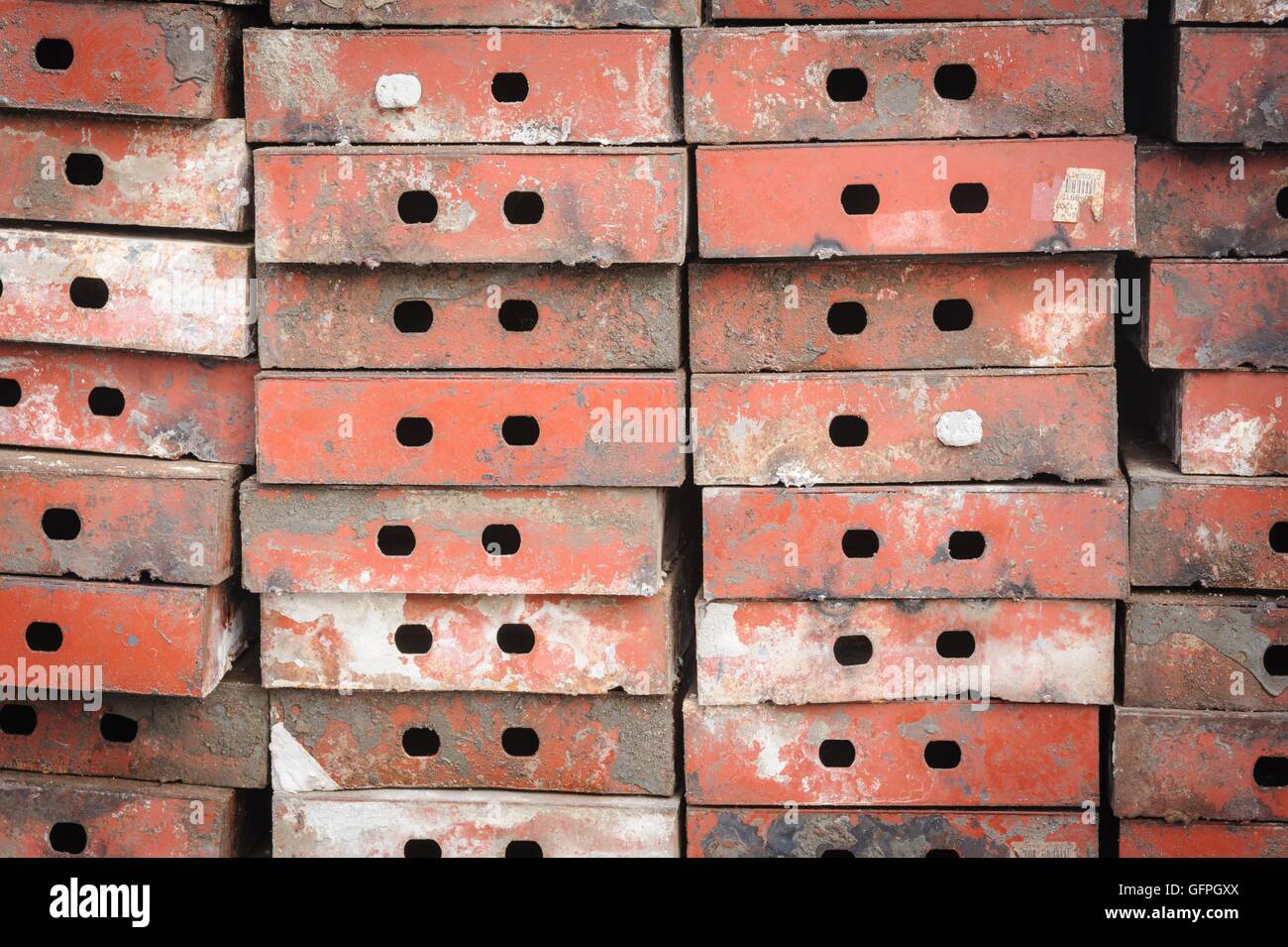 Pattern row metal form work in building site Stock Photo - Alamy