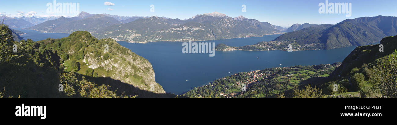 Como Lake from Monte di Nava above Griante, stitched panorama, with ...