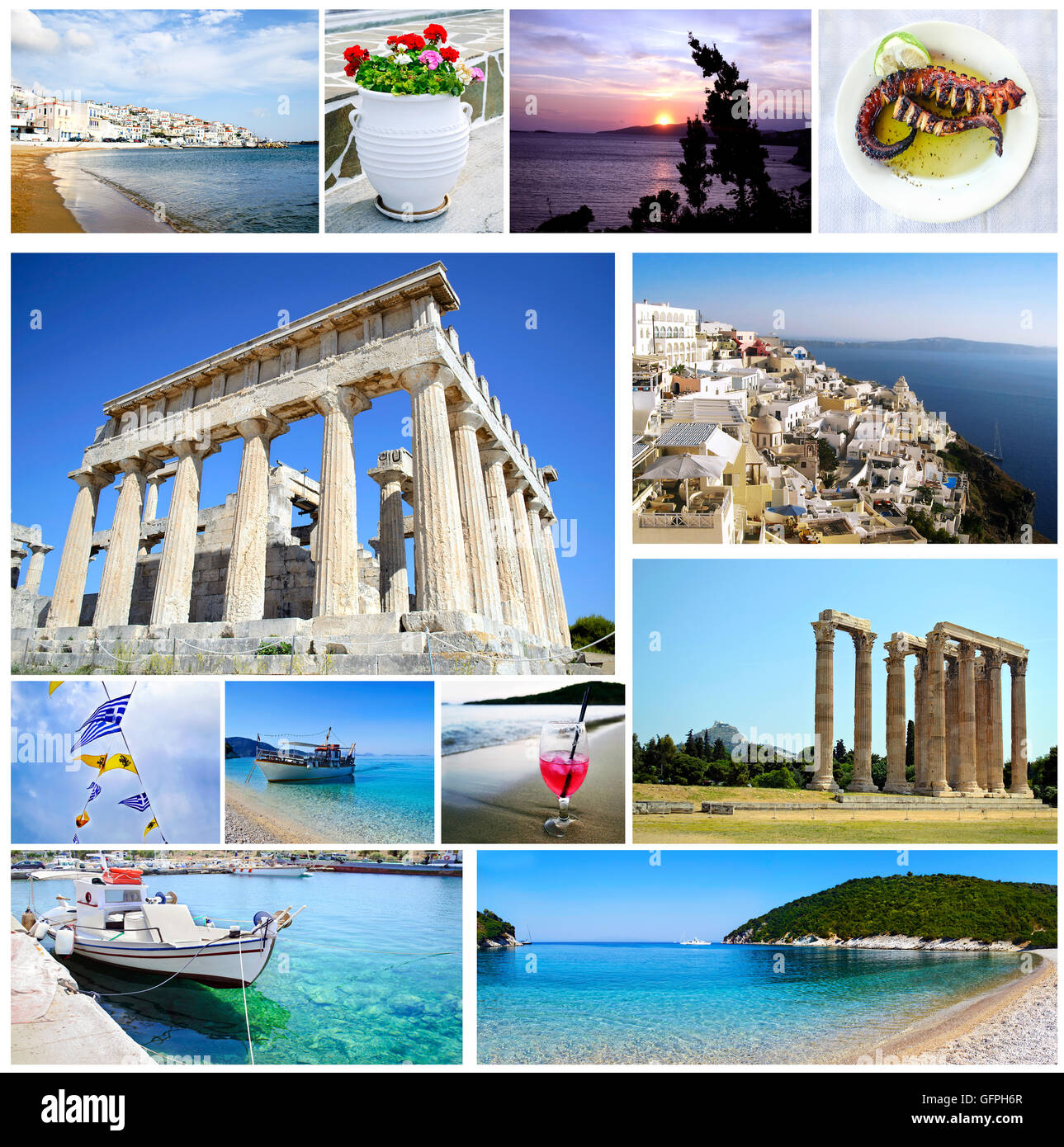 collage Greece - ancient - islands - food Stock Photo - Alamy