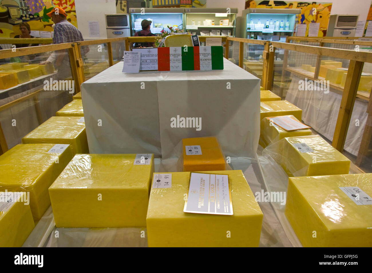 Cheese display in the Food Hall at the Royal Welsh Show, Royal Welsh ...