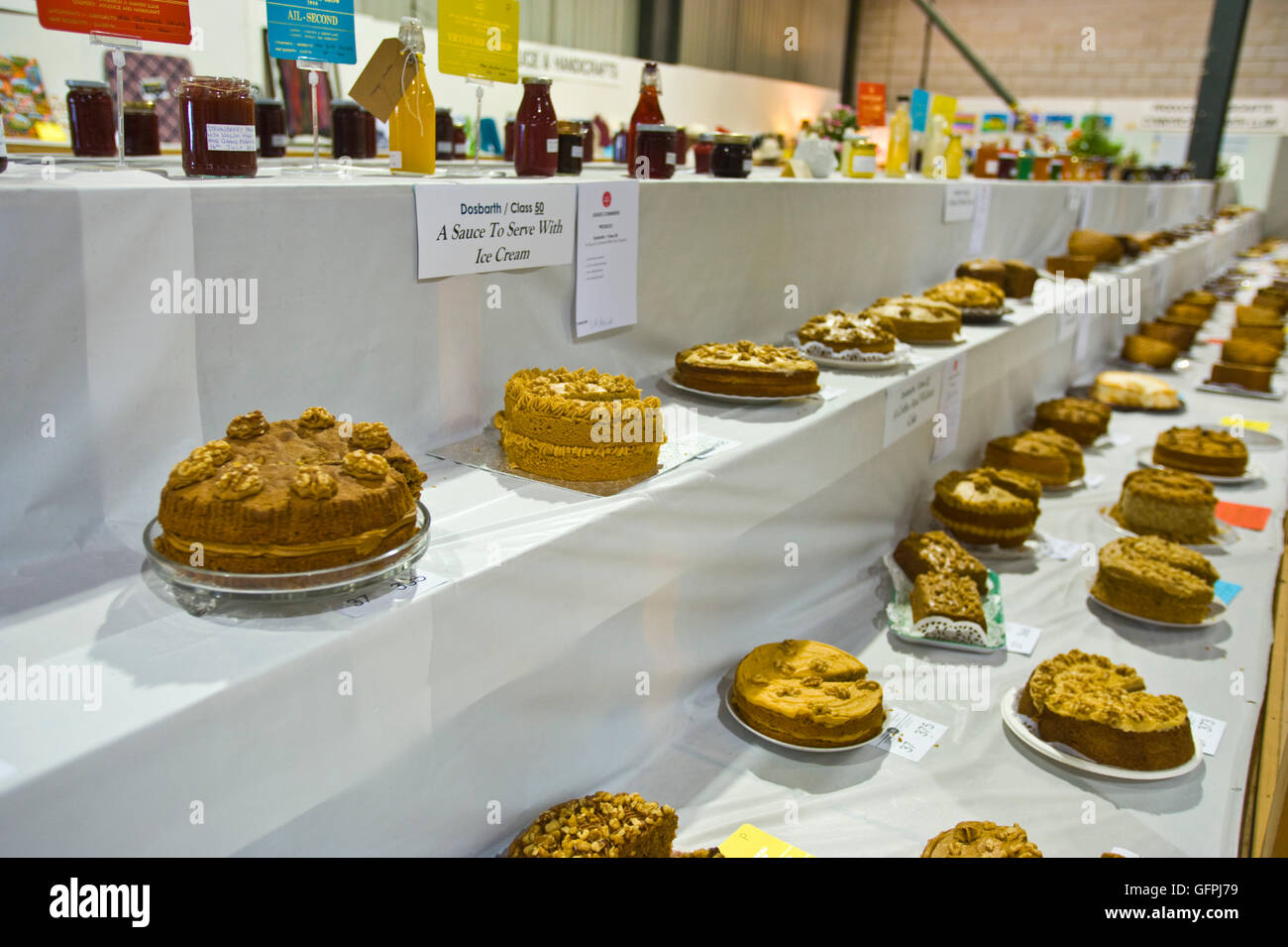 Display of prizewinning cakes in the Food Hall at the Royal Welsh Show ...