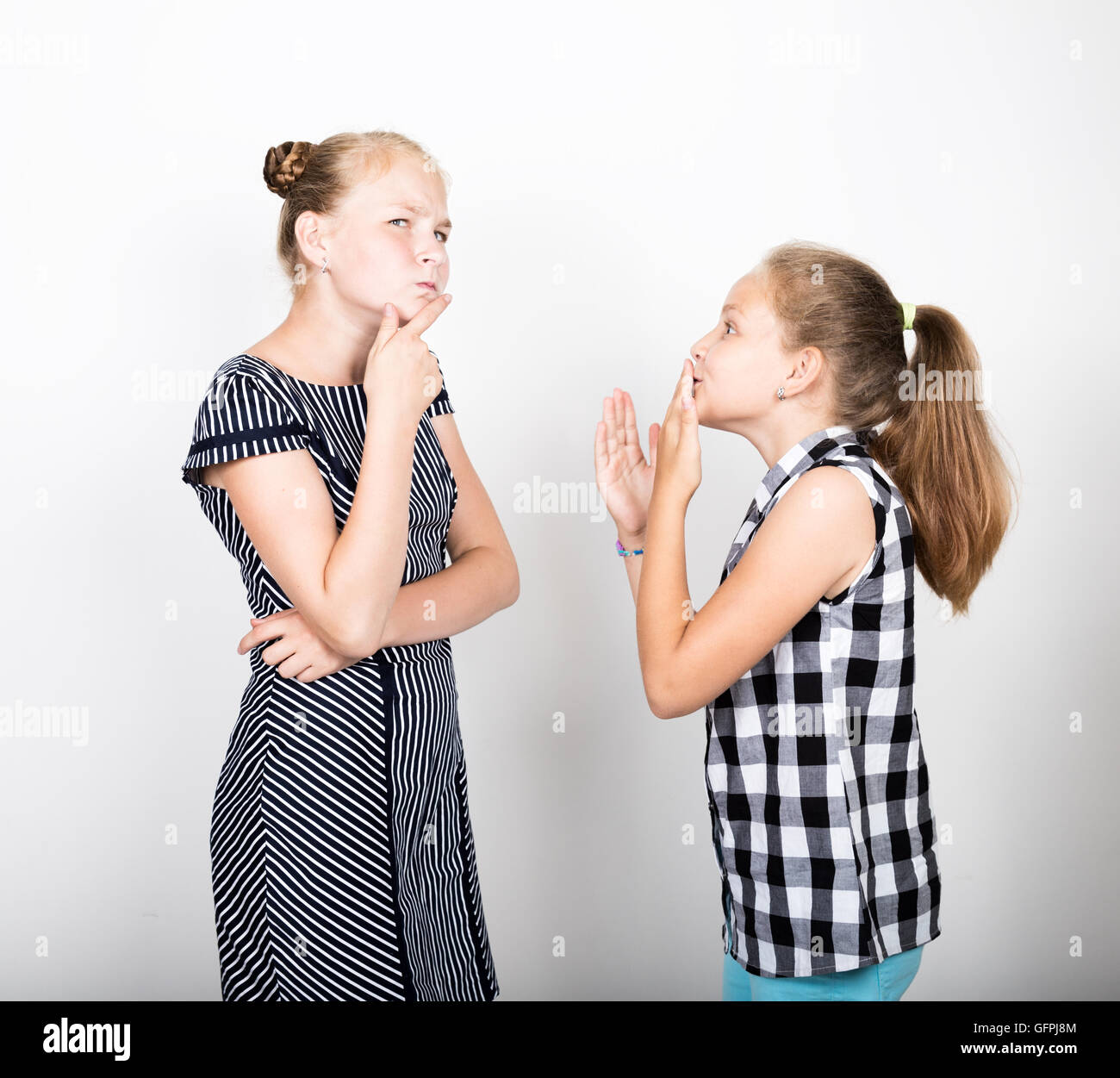 Two cute little girlfriend expressing different emotions. Funny kids ...