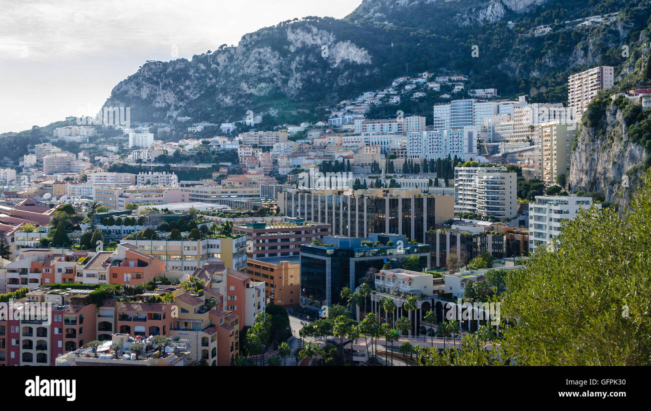 Side of Monaco city rising to the mountains Stock Photo - Alamy
