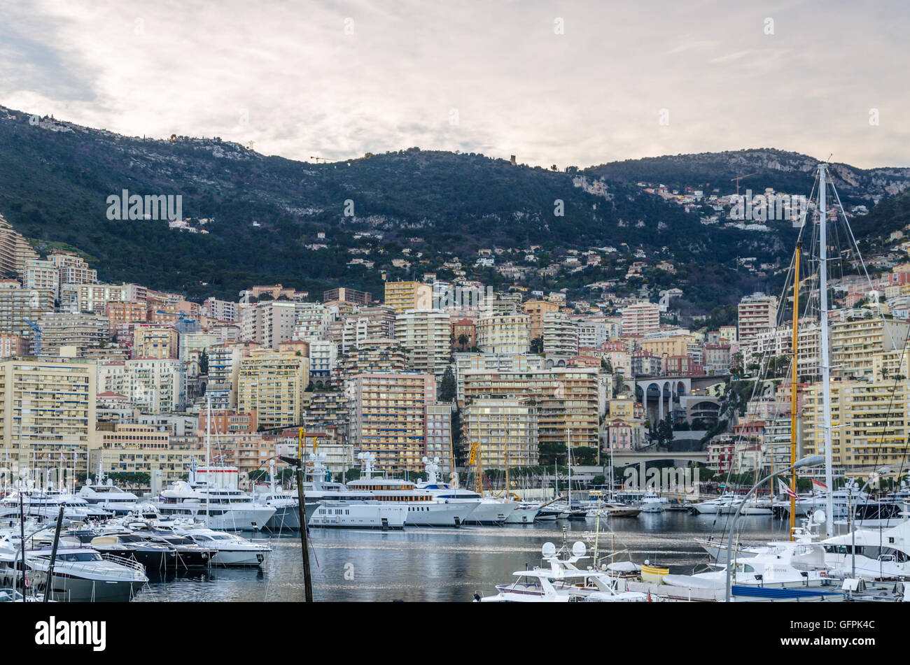 View on the harbor of Monaco with levels Stock Photo - Alamy