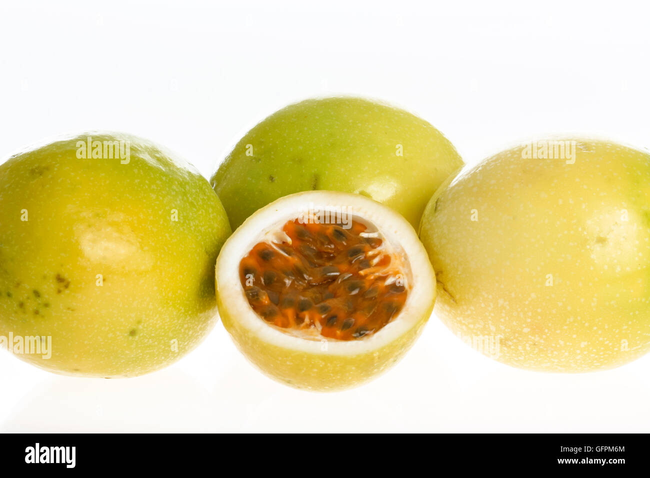 Passion fruit (Passiflora edulis) isolated in white background Stock ...